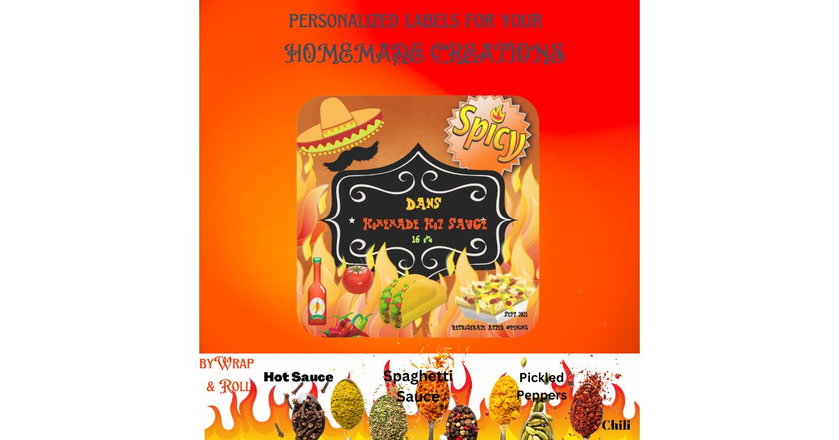 Personalized Colorful Hot Sauce Square Sticker | Zazzle