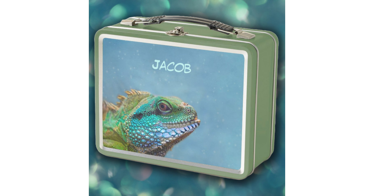 Personalized Colorful Iguana Reptile Metal Lunch Box | Zazzle