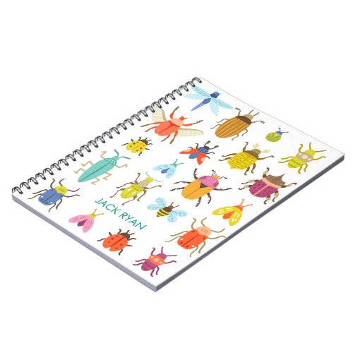 PERSONALIZED COLORFUL INSECT BUGS NOTEBOOK | Zazzle