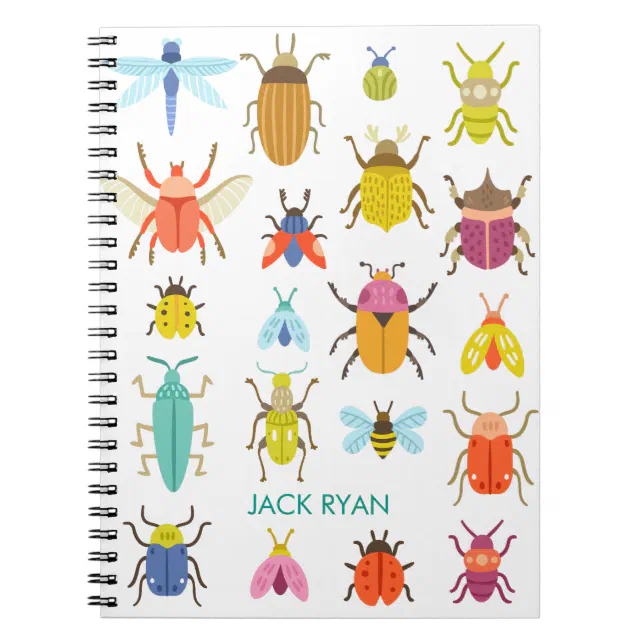 PERSONALIZED COLORFUL INSECT BUGS NOTEBOOK | Zazzle