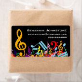 Personalized Colorful Jumbled Music Notes on Black Label | Zazzle