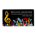 Personalized Colorful Jumbled Music Notes on Black Label | Zazzle