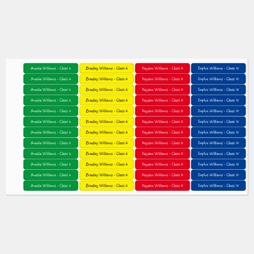 Personalized Colorful Kids Back To School Clothes Labels | Zazzle
