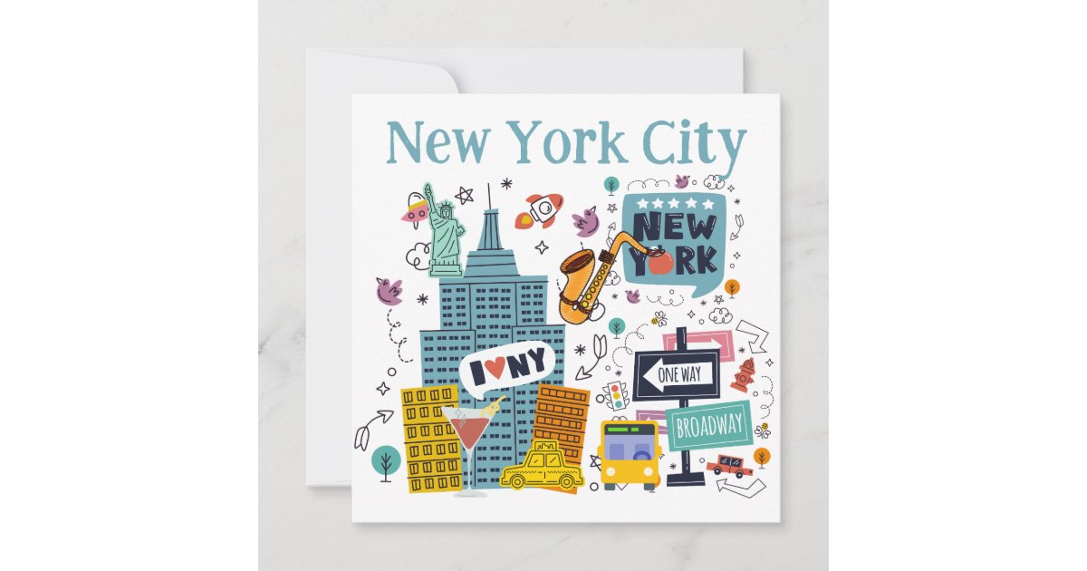 Personalized Colorful New York City Card | Zazzle