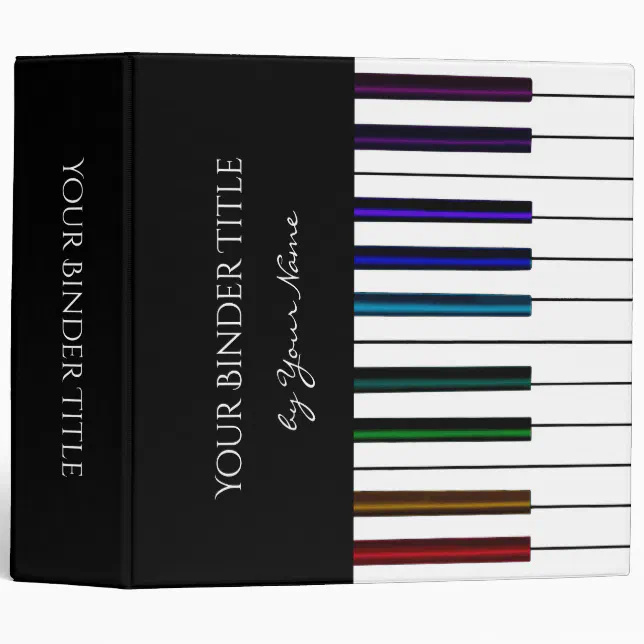 Personalized Colorful Piano Keys Music Binder | Zazzle