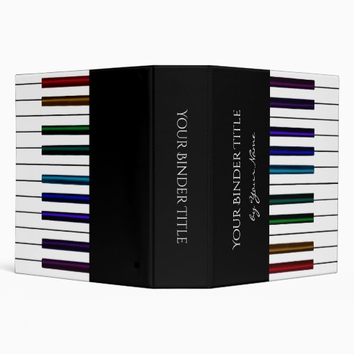 Personalized Colorful Piano Keys Music Binder | Zazzle