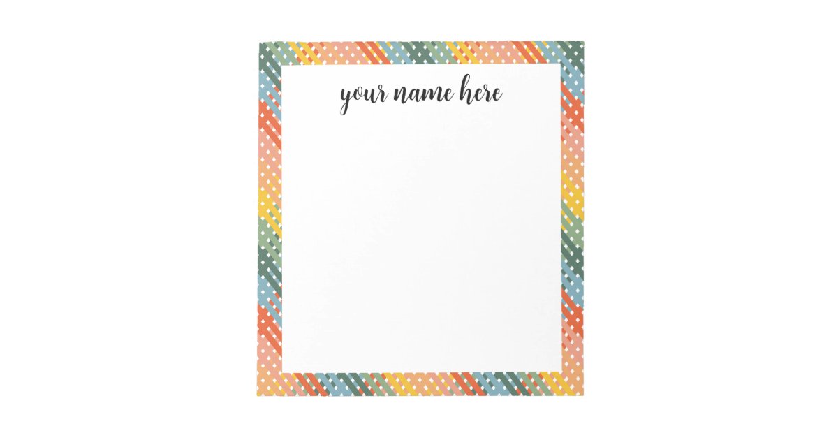 Personalized Colorful Plaid Notepad | Zazzle