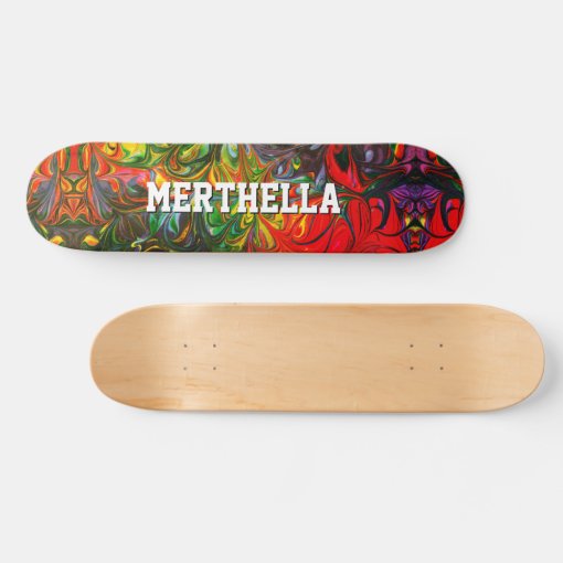 Personalized Colorful Red Abstract Skateboard | Zazzle