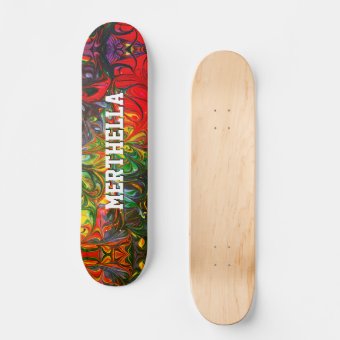 Personalized Colorful Red Abstract Skateboard | Zazzle
