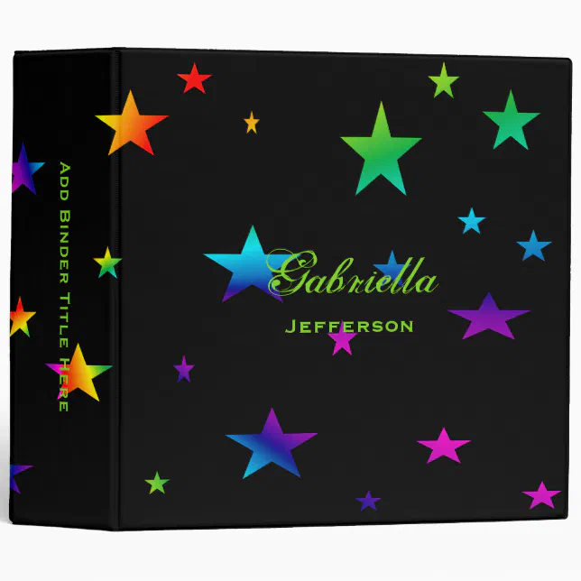 Personalized: Colorful Stars Binder | Zazzle