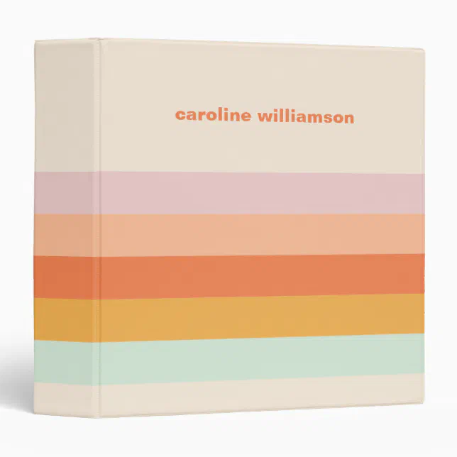 Personalized Colorful Stripes Retro Candy Pastel 3 Ring Binder | Zazzle