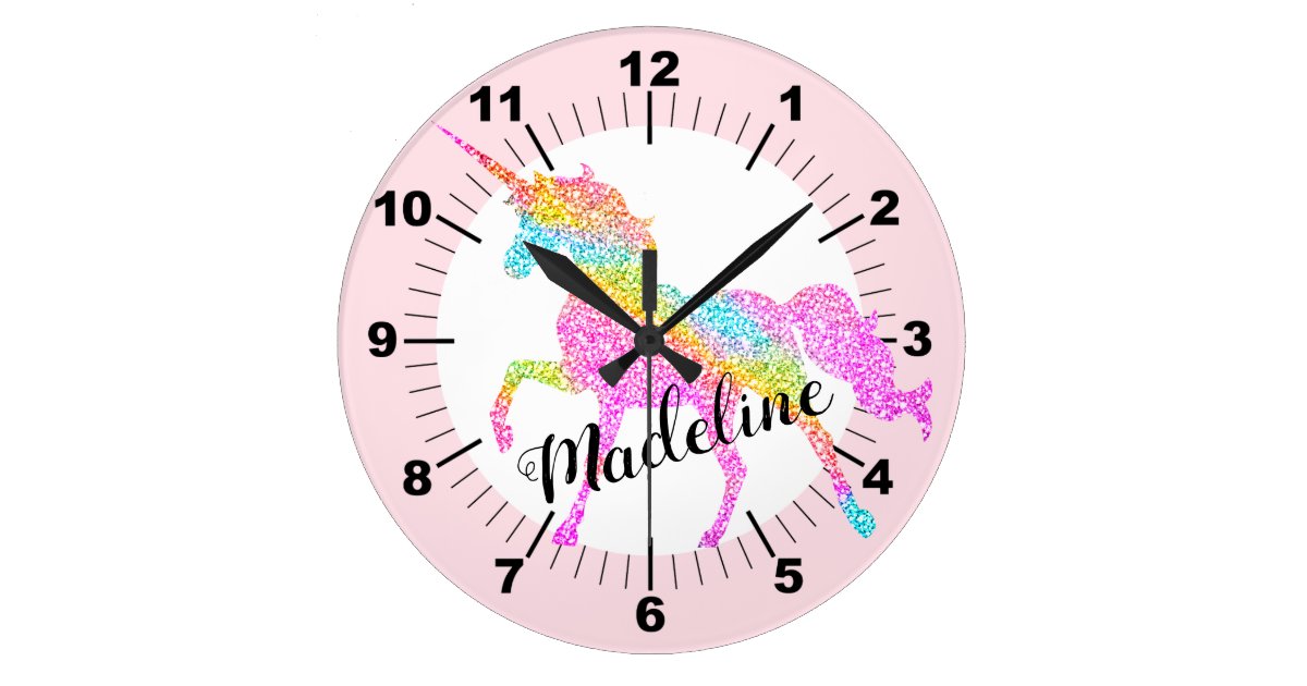 Personalized Colorful Unicorn Large Clock | Zazzle.com