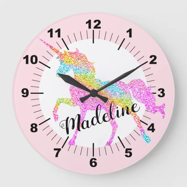 Personalized Colorful Unicorn Large Clock | Zazzle