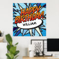 Personalized Comic Book HAPPY BIRTHDAY! Poster | Zazzle