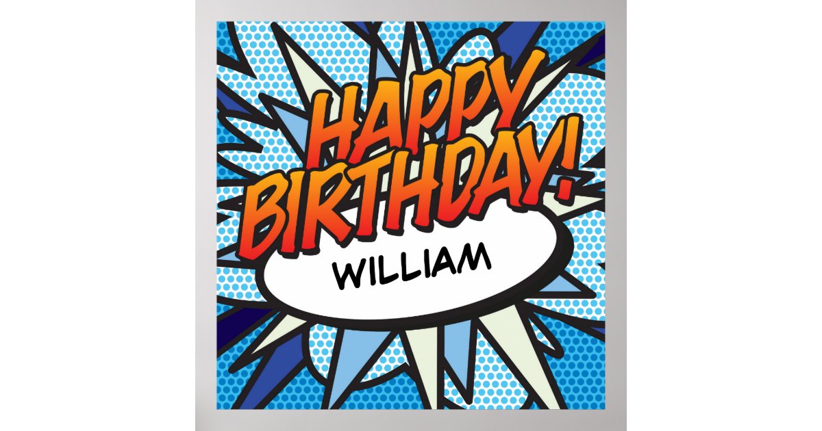 Personalized Comic Book HAPPY BIRTHDAY! Poster | Zazzle