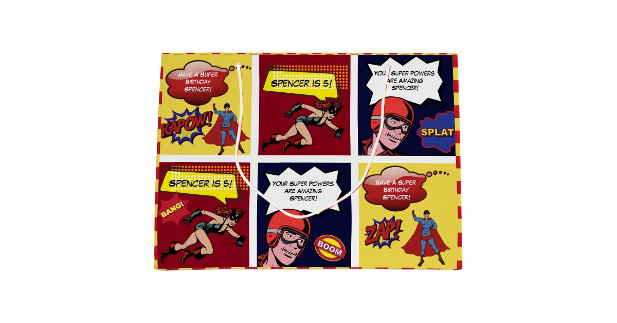 Personalized Comic Strip Birthday Large Gift Bag | Zazzle