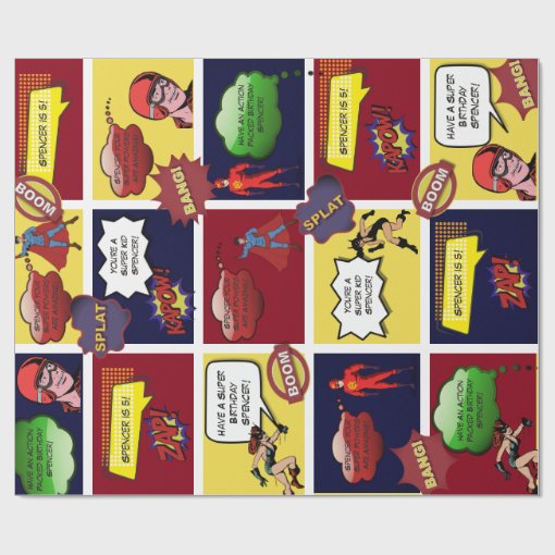 Personalized Comic Strip Birthday Wrapping Paper | Zazzle