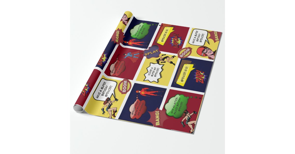 Personalized Comic Strip Birthday Wrapping Paper | Zazzle