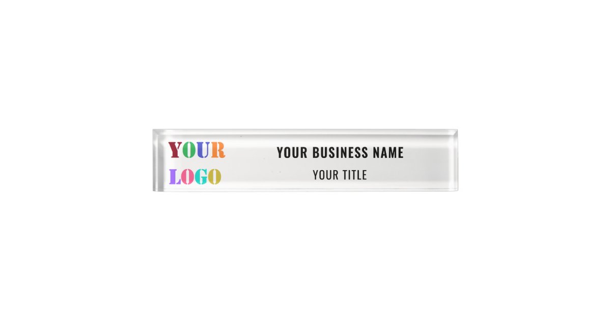 Personalized Company Logo Business Desk Name Plate | Zazzle