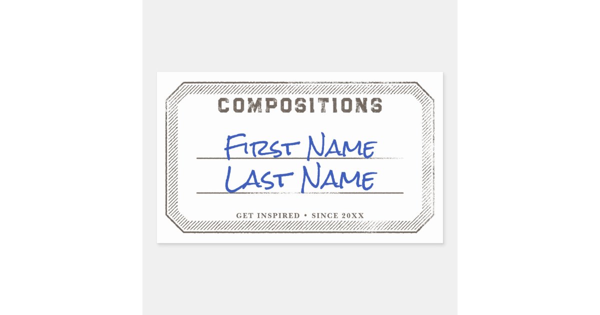 Personalized Composition Book Label Sticker | Zazzle