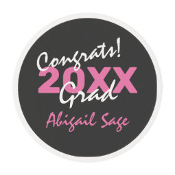 Personalized Congrats! Grad Pink White Graduation Edible Frosting ...