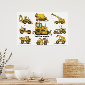 Personalized Construction Equipment Poster | Zazzle