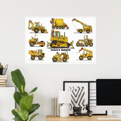 Personalized Construction Equipment Poster | Zazzle