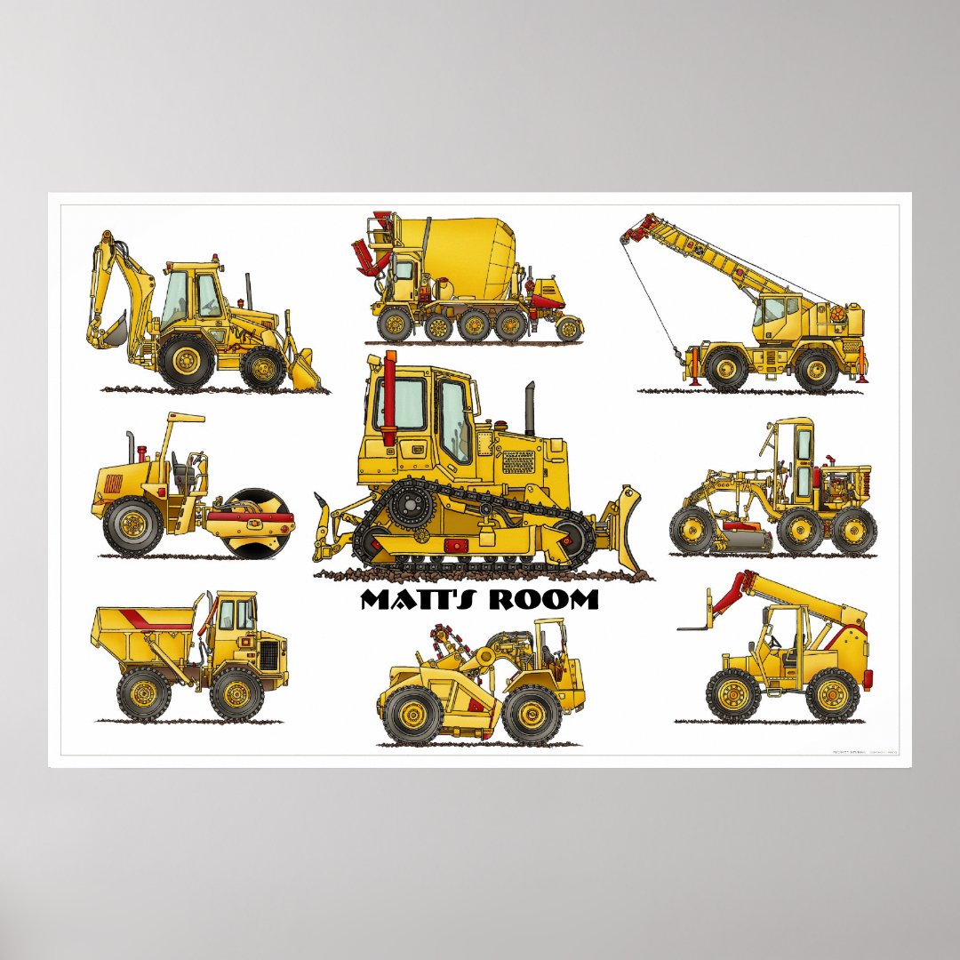 Personalized Construction Equipment Poster | Zazzle