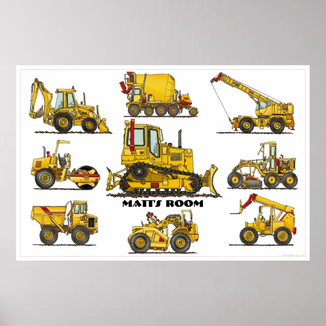 Personalized Construction Equipment Poster | Zazzle