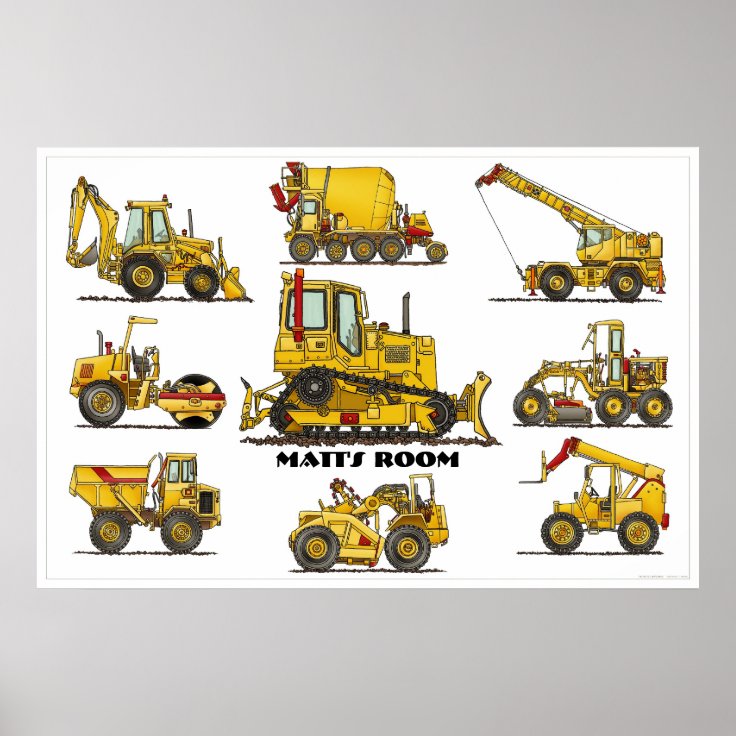 Personalized Construction Equipment Poster | Zazzle