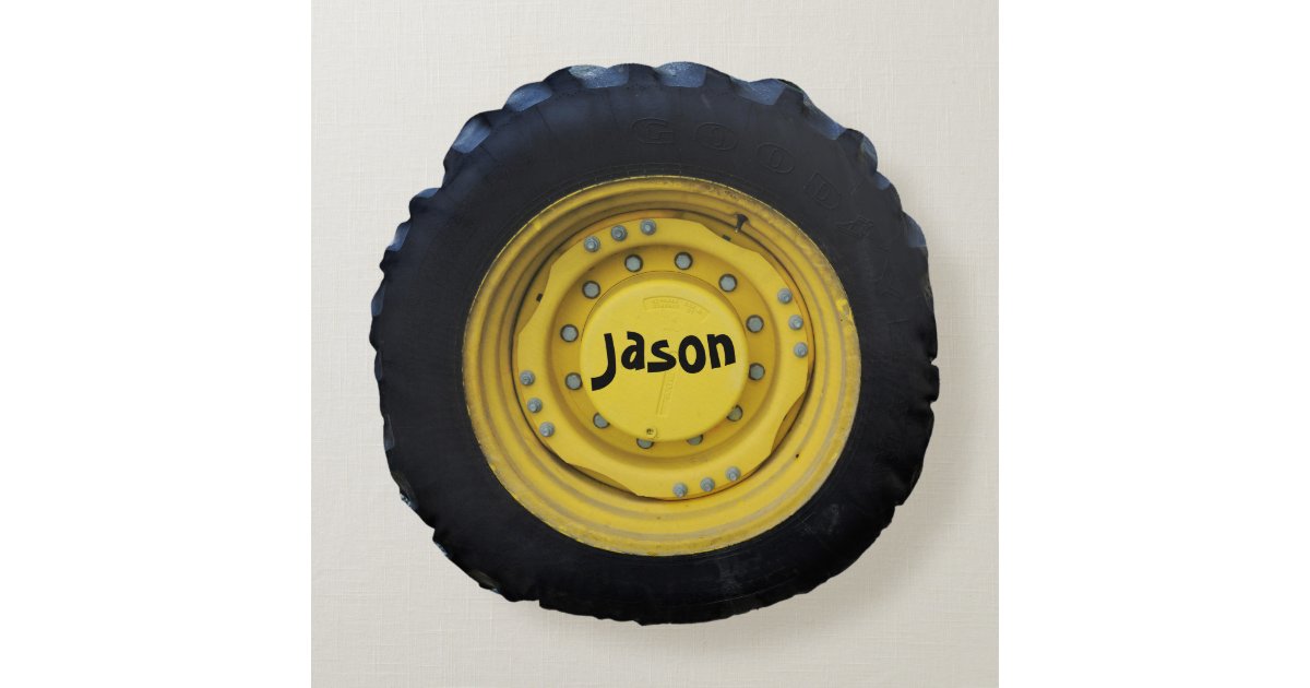 Personalized Construction Tire Round Pillow | Zazzle