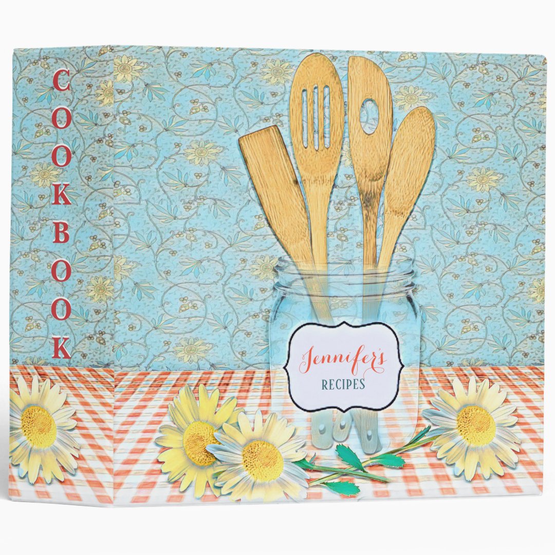 Personalized Cookbook for Recipes Red Gingham 3 Ring Binder | Zazzle