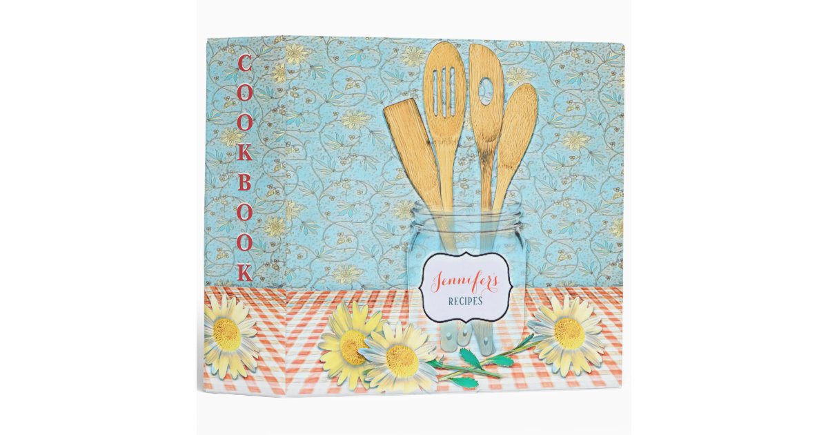Personalized Cookbook for Recipes Red Gingham 3 Ring Binder | Zazzle
