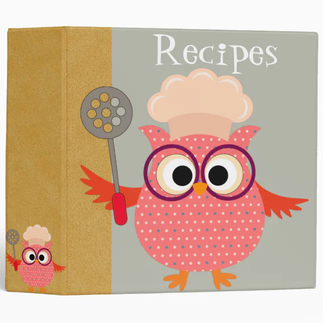 Personalized Cooking Owl Recipe Binder | Zazzle