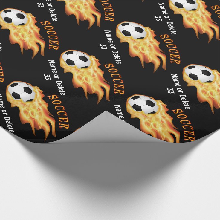 PERSONALIZED Cool Flaming Soccer Wrapping Paper | Zazzle