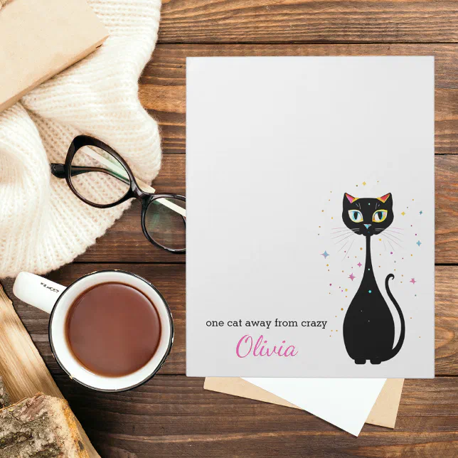 Personalized Cool Kitty Cat Modern Minimalist Notepad | Zazzle