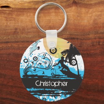 Personalized Cool Surfing Beach Surfer Keychain | Zazzle