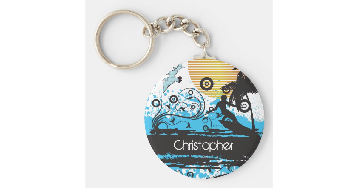 Personalized Cool Surfing Beach Surfer Keychain | Zazzle.com