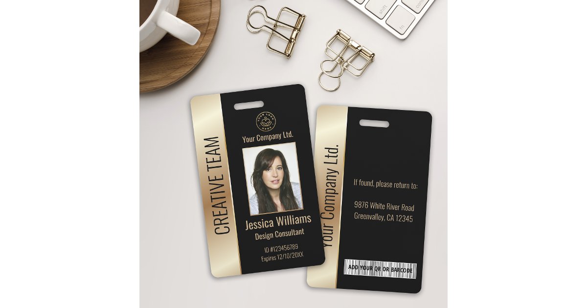 Personalized Corporate Employee Black ID Badge | Zazzle