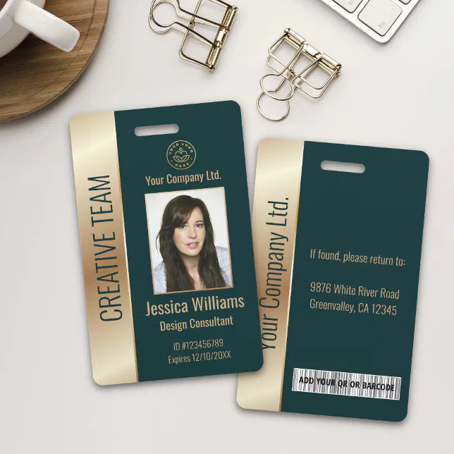 Personalized Corporate Employee Green ID Badge | Zazzle