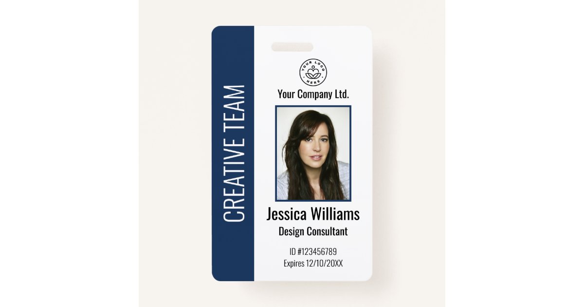 Personalized Corporate Employee ID Badge Blue | Zazzle.com