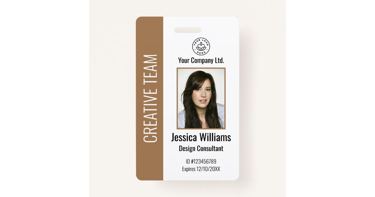 Personalized Corporate Employee ID Badge Brown Zazzle personalized-corporate-employee-id-badge-brown-zazzle