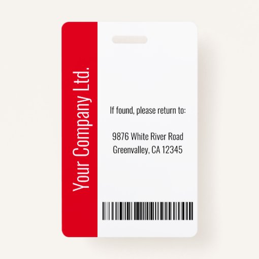 Personalized Corporate Employee ID Badge Red | Zazzle