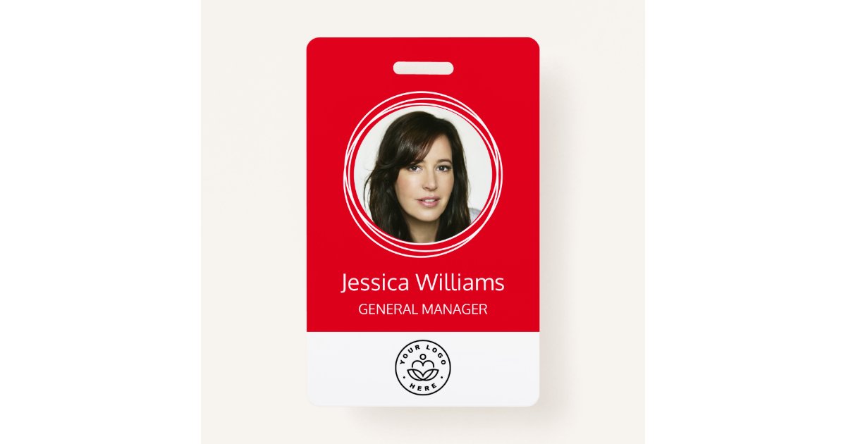 Personalized Corporate Employee ID Red Badge | Zazzle.com