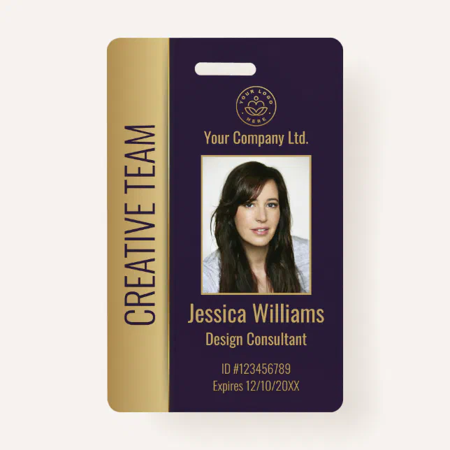 Personalized Corporate Employee Purple ID Badge | Zazzle