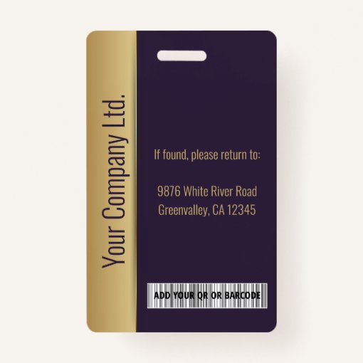 Personalized Corporate Employee Purple ID Badge | Zazzle