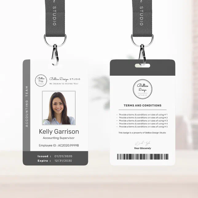 Personalized Corporate Modern Employee ID barcode Badge | Zazzle
