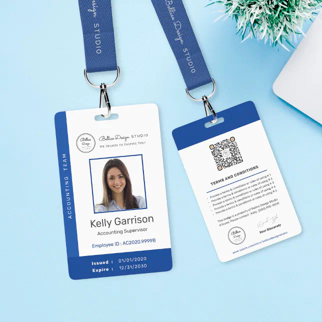 Personalized Corporate Modern Employee ID QR Code Badge | Zazzle