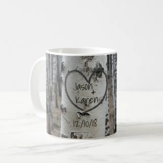Personalized Country Rustic Carved Heart Coffee Mug | Zazzle