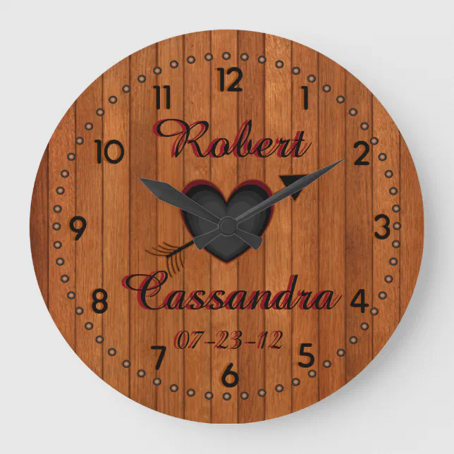 Personalized Country Style Faux-Wood Wall Clock | Zazzle